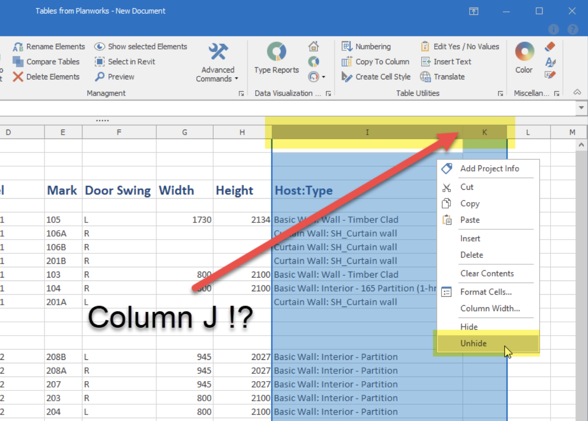 Workflow Tables/Excel and Revit – Planworks Support Center